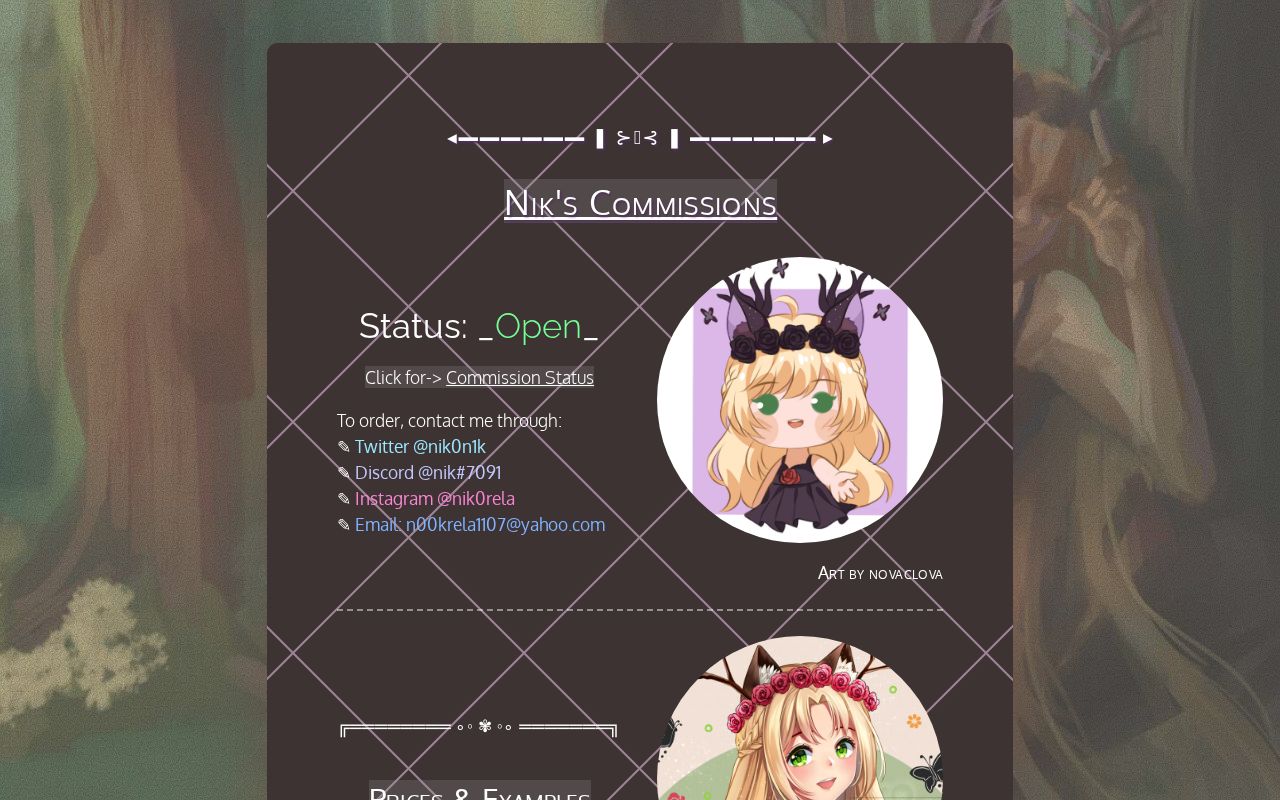 nik's commission sheet